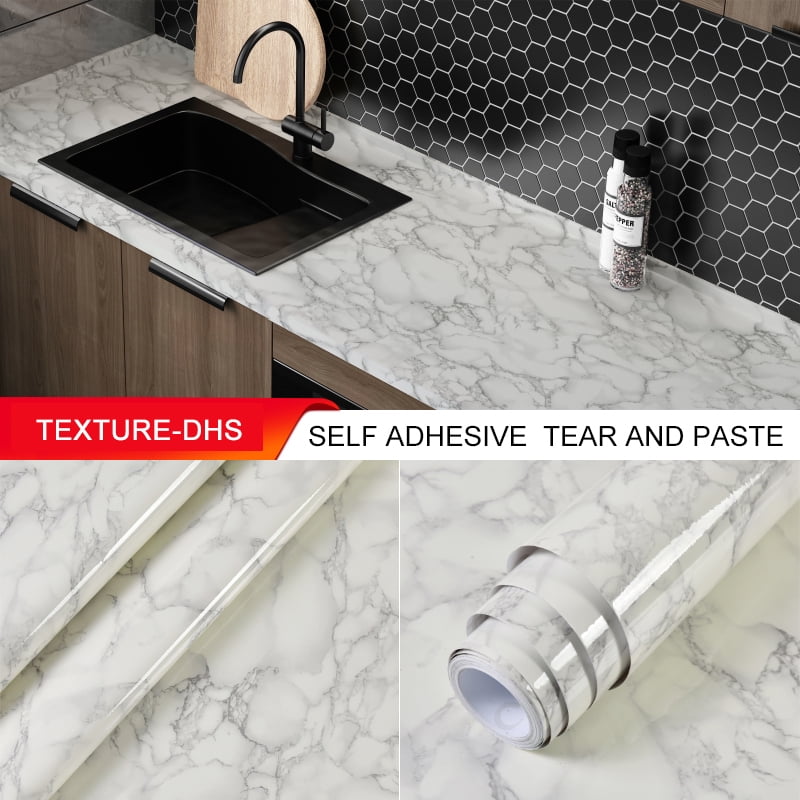 PVC Marble Self Adhesive Waterproof Wallpapers Thicken Oil Proof Wall Stickers Countertop ...