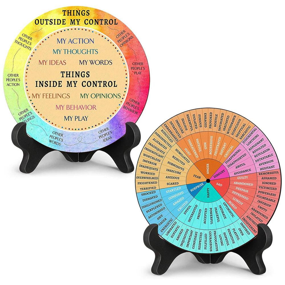 PVC Mental Health Decor Set 5.5x5.5in - Emotion Wheel Mood Chart Poster ...