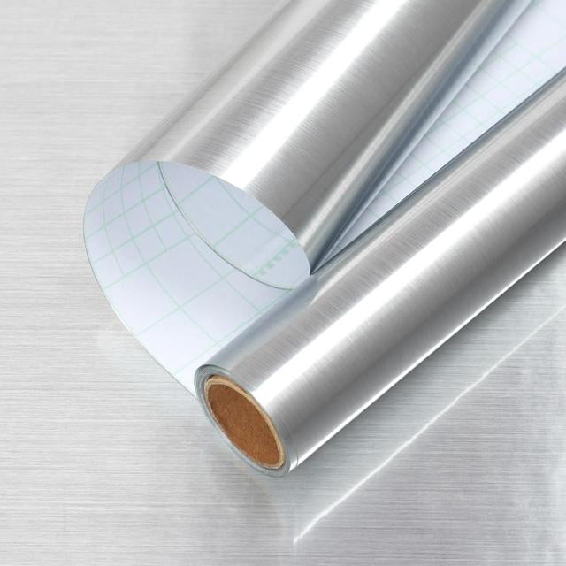PVC Metal Brushed Gold Silver Removable Wallpaper Decor Film Vinyl ...