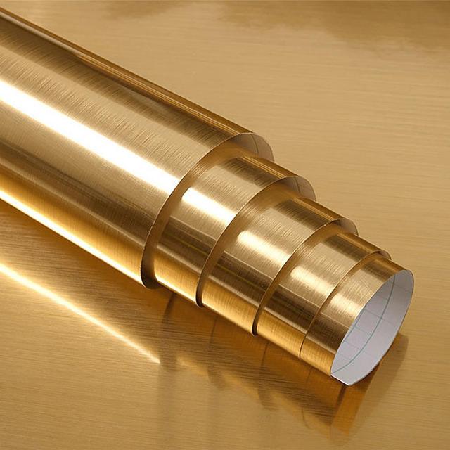 PVC Metal Brushed Gold Silver Removable Wallpaper Decor Film Vinyl ...