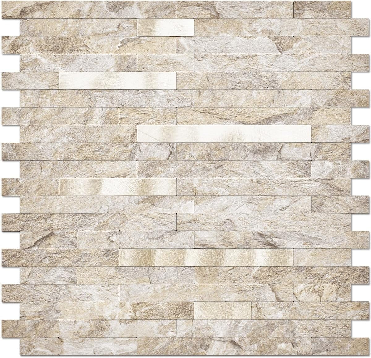 PVC Mixed Champagne Gold Kitchen Backsplash Peel and Stick, 10-Sheet ...