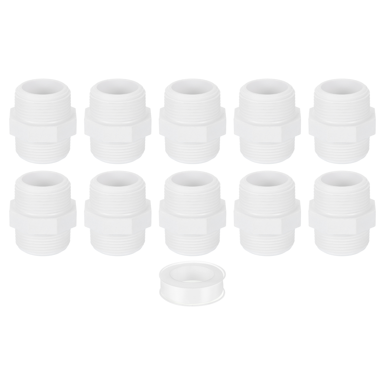 PVC Nipple Male Thread Coupling Adapter Connector, 10Pcs 40mm(1-1/2 ...