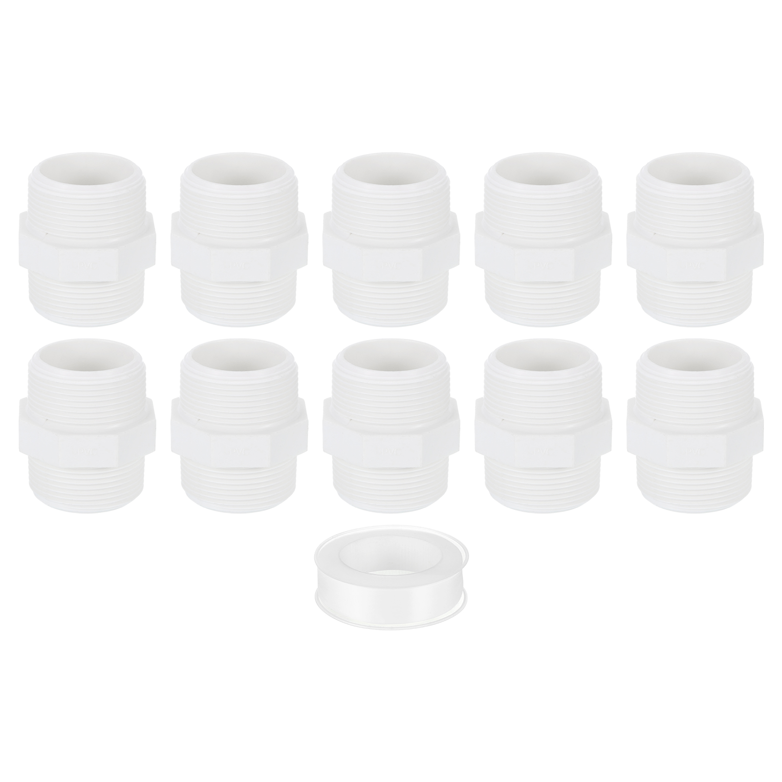 PVC Nipple Male Thread Coupling Adapter Connector, 10Pcs 48mm(2") PVC ...