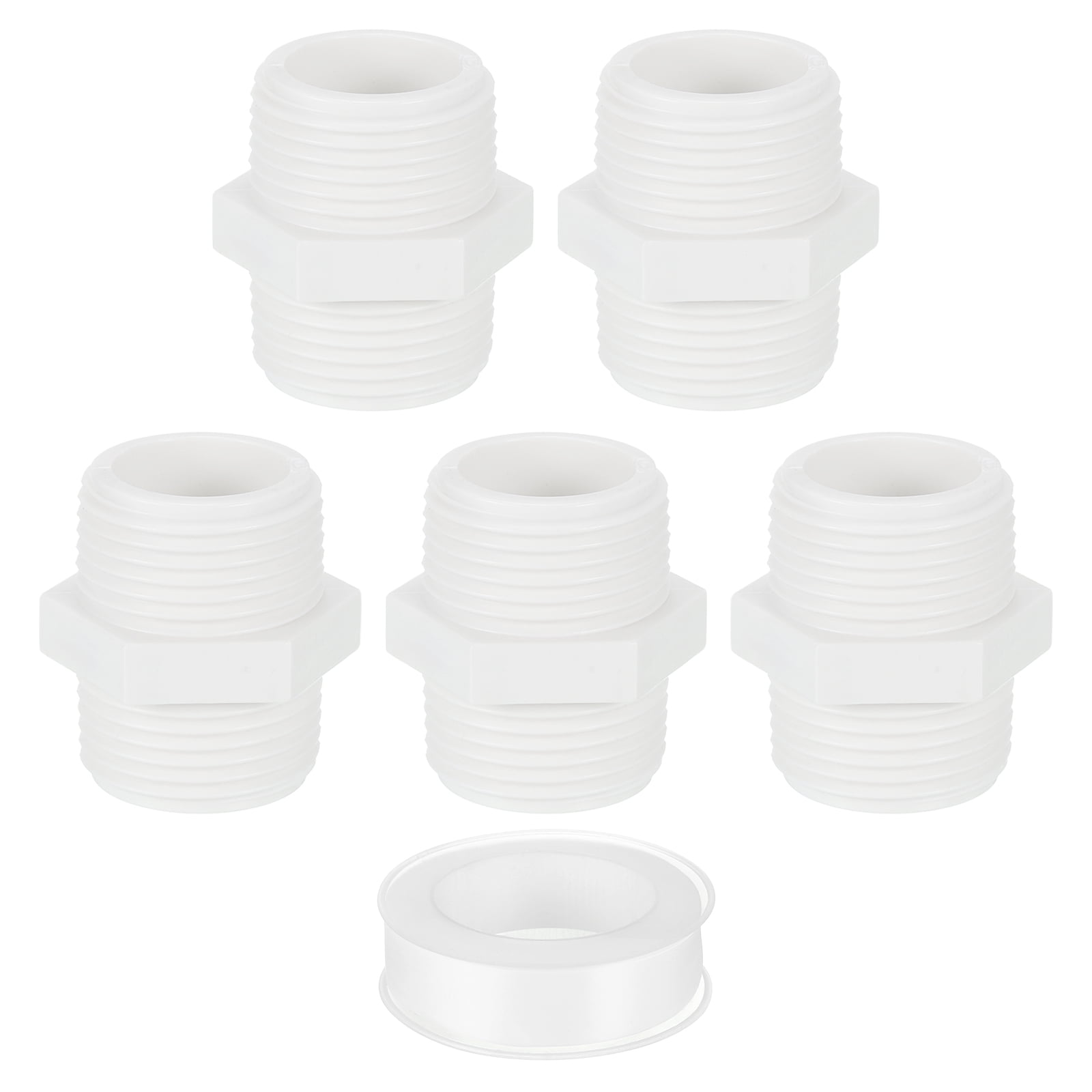 PVC Nipple Male Thread Coupling Adapter Connector, 5Pcs 32mm(1-1/4 ...