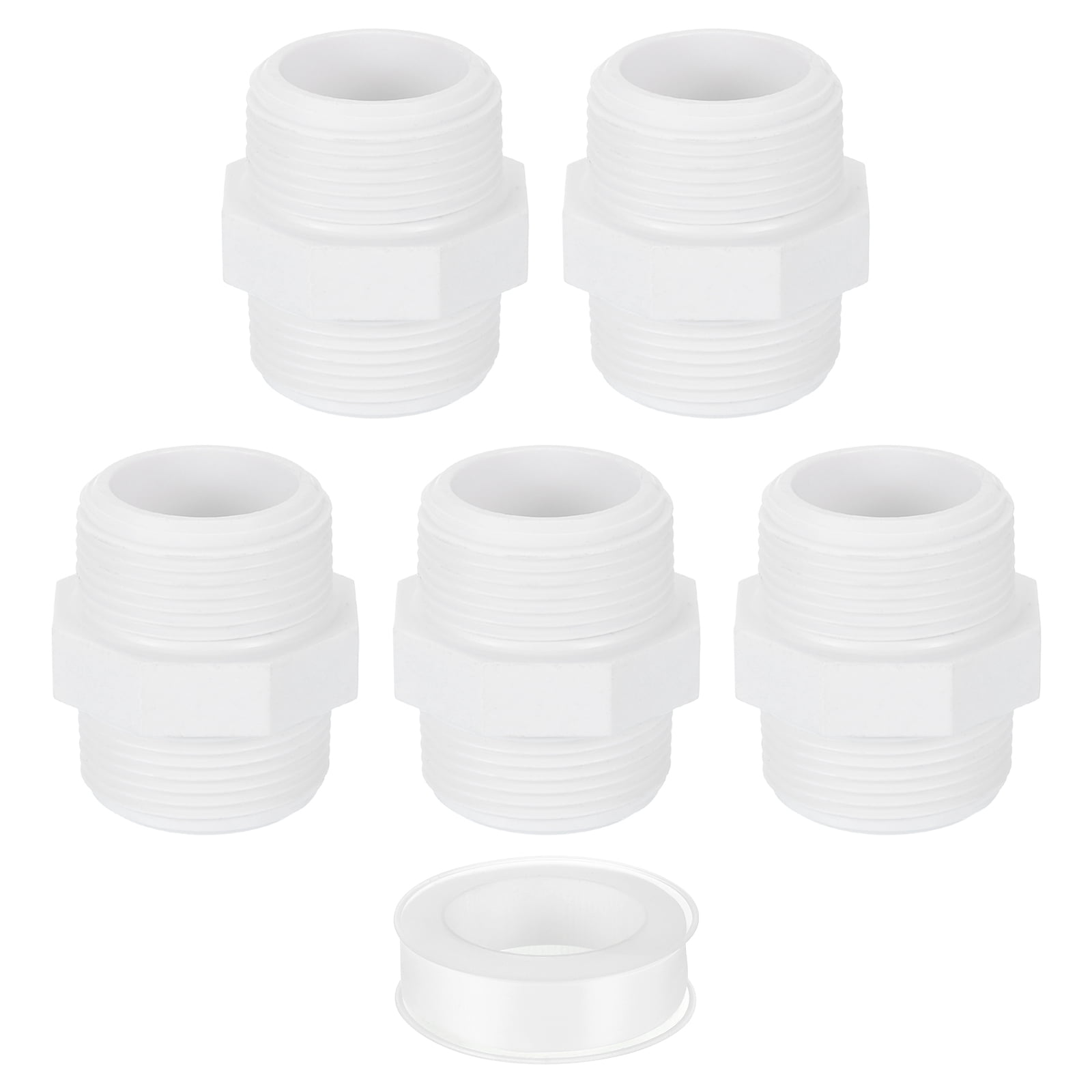 Uxcell PVC Nipple Coupling Adapter Connector, 5Pcs 32mm(1-1/4") PVC ...