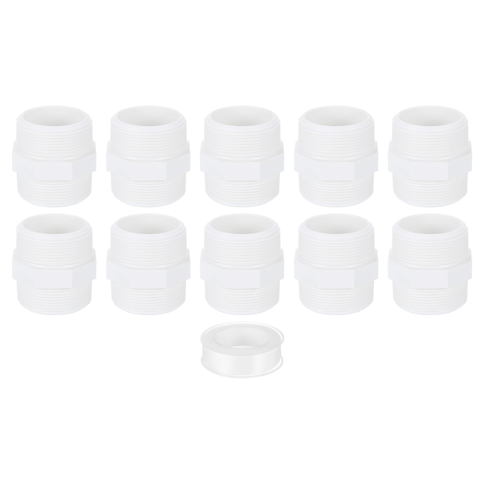 PVC Nipple Male Thread Coupling Adapter Connector, 8Pcs 59mm(2-1/2") PVC Pipe Fitting with ...