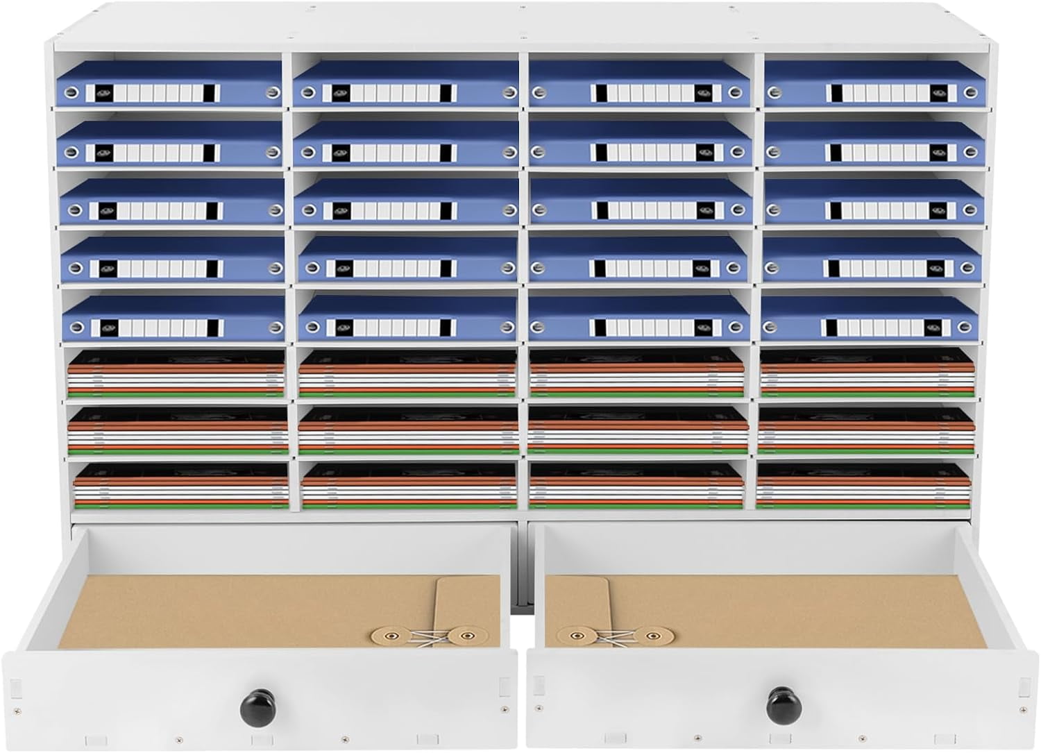 PVC Office Home Adjustable Literature Organizer File Organizer, 32 Compartments 2 Drawers ...