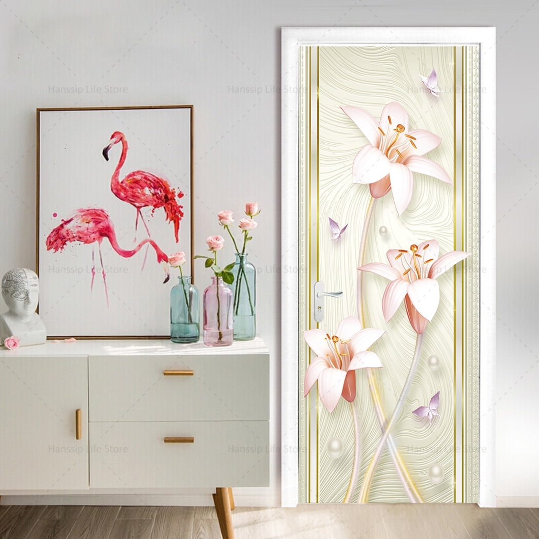 PVC Oriental Style Door Stickers Living Room Bedroom Decoration ...