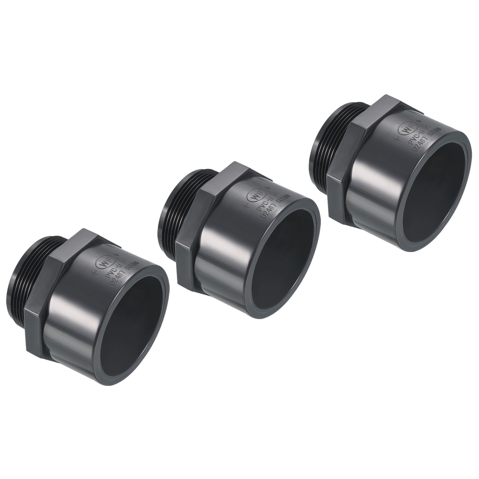 PVC Pipe Fitting 2NPT Male Thread 2" Socket Straight Connector, Gray 3 ...