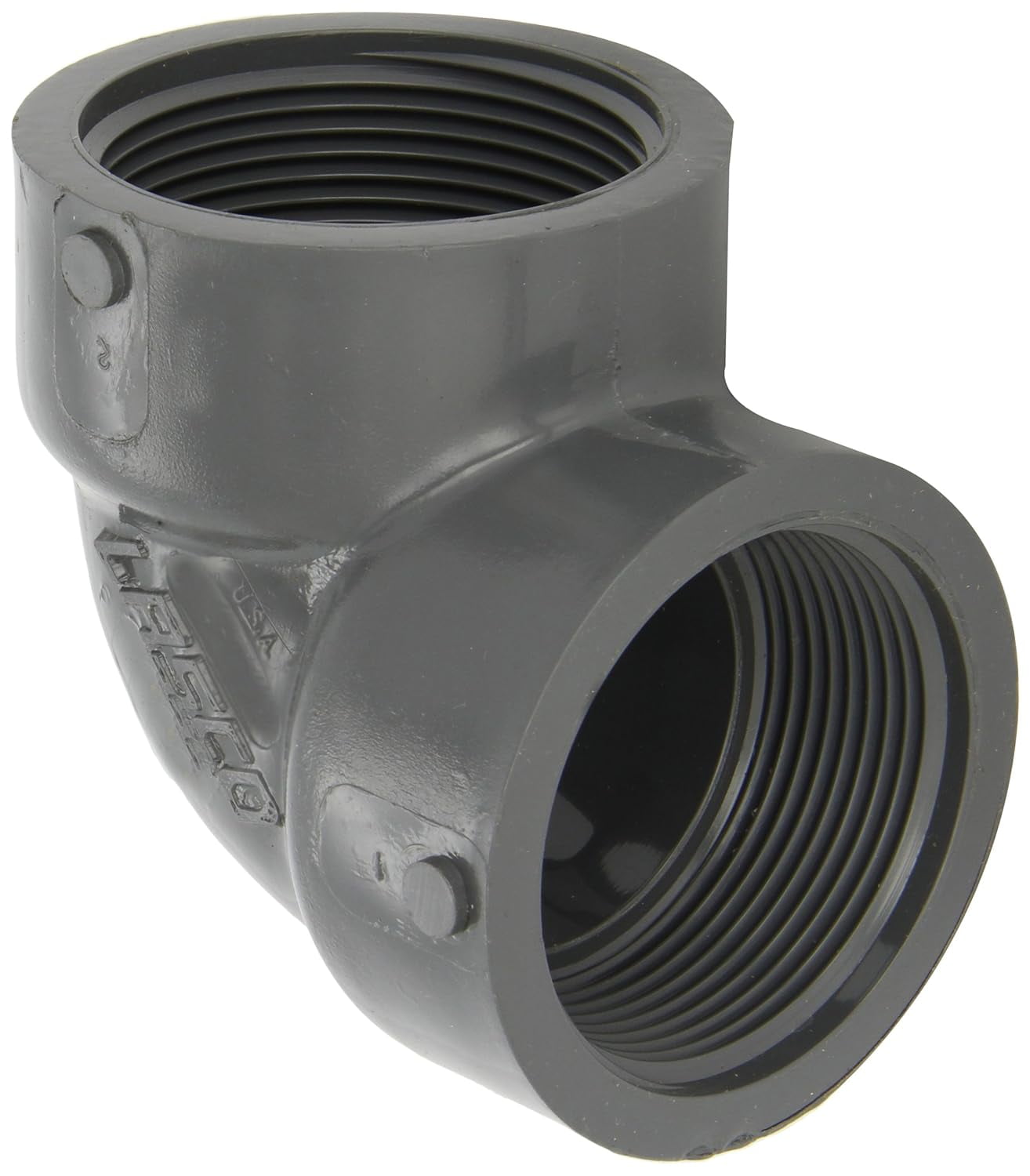 PVC Pipe Fitting, 90 Degree Elbow, Schedule 80, Gray, 1-1/4" NPT Female ...