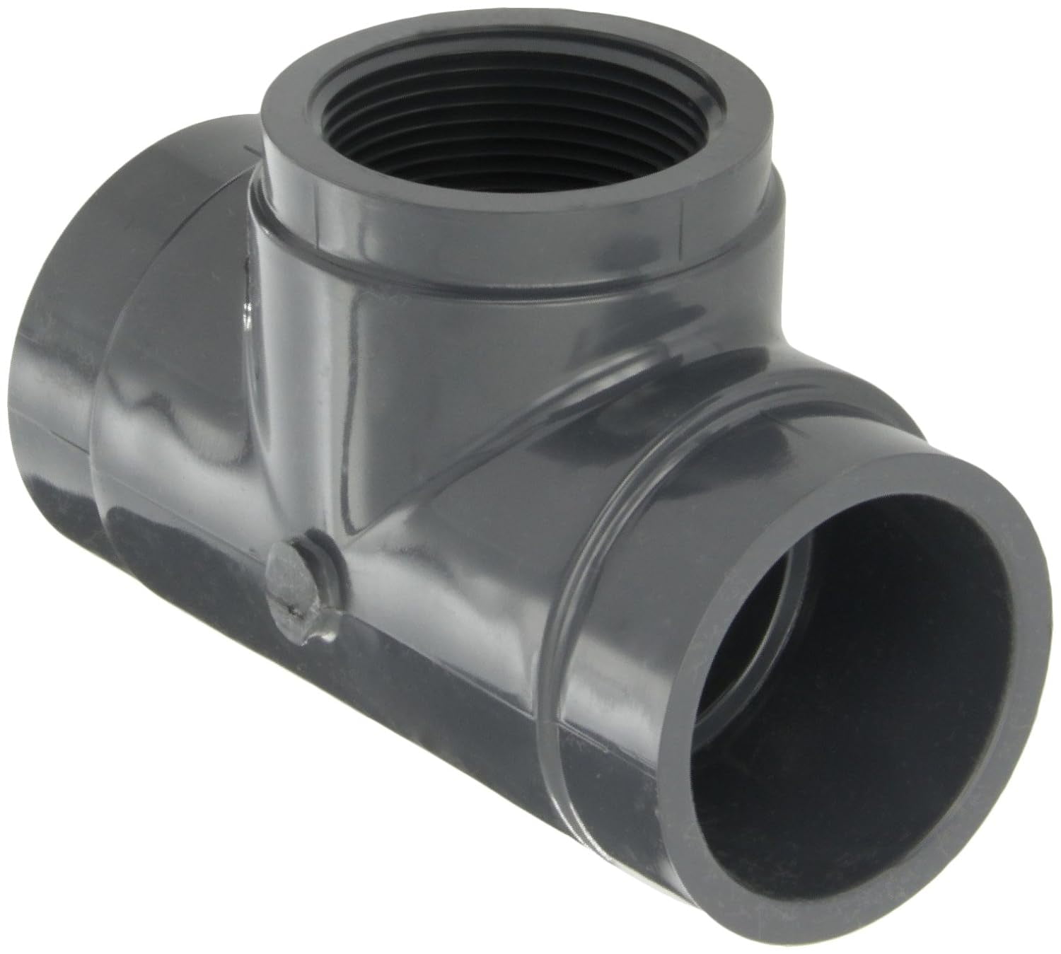 PVC Pipe Fitting, Tee, Schedule 80, Gray, 1" NPT Female x Slip Socket ...