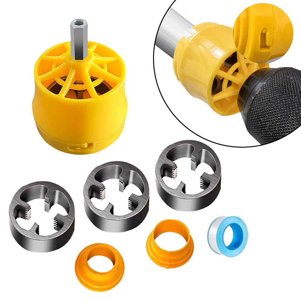 PVC Pipe Threader Kit With 1/2In 3/4 In 1 Inch Dies Plumbing Threading ...