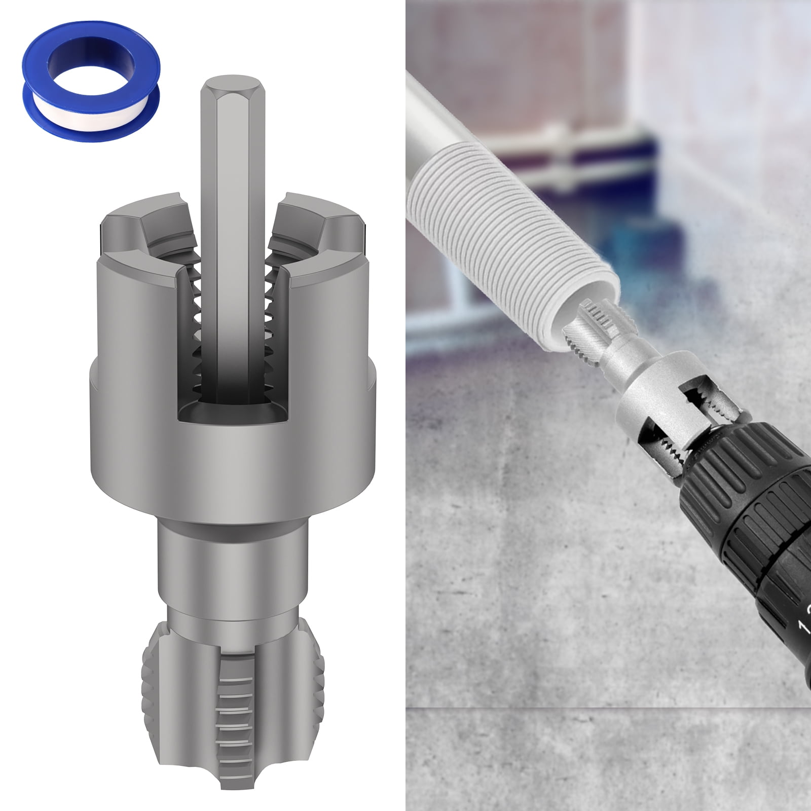 PVC Pipe Threader Kit for Electric Drill Integrated Internal and External Pipe Thread Opener ...