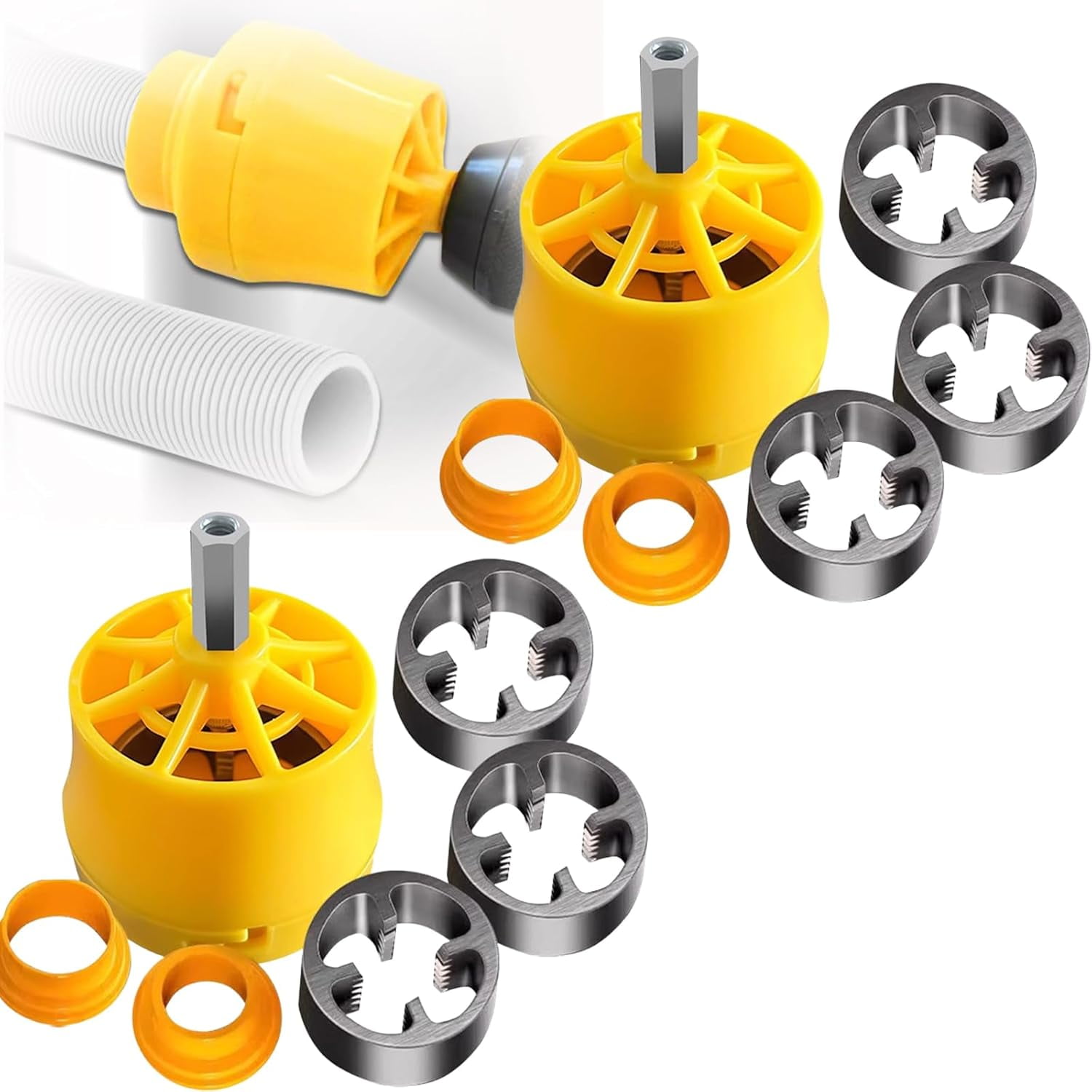 PVC Pipe Threader Set 1/2 3/4 1 Npt, Thread Maker Tool for Electric ...