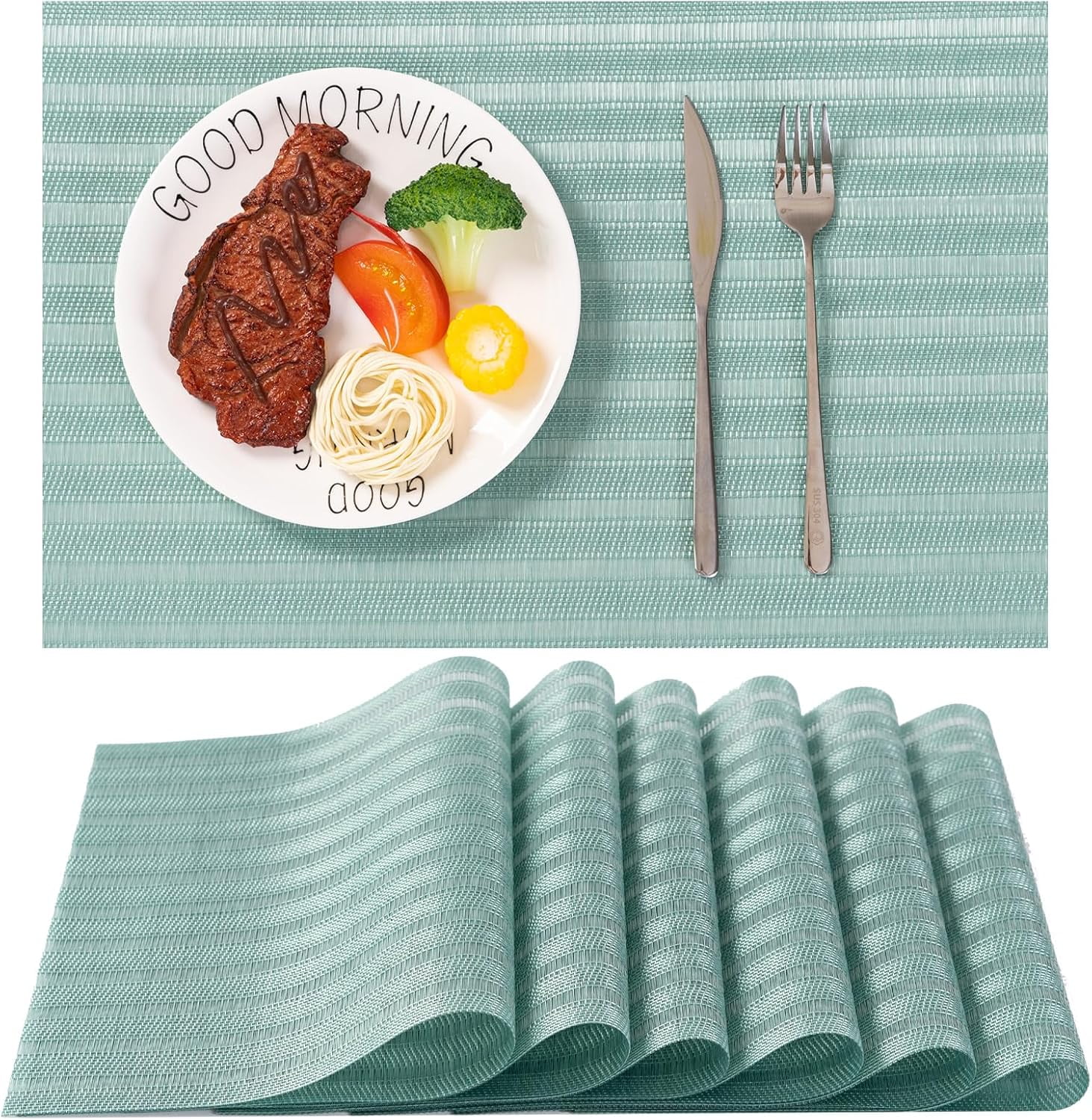 PVC Placemats for Dining Table Set, Non-Slip Heat Resistant Place Mats ...