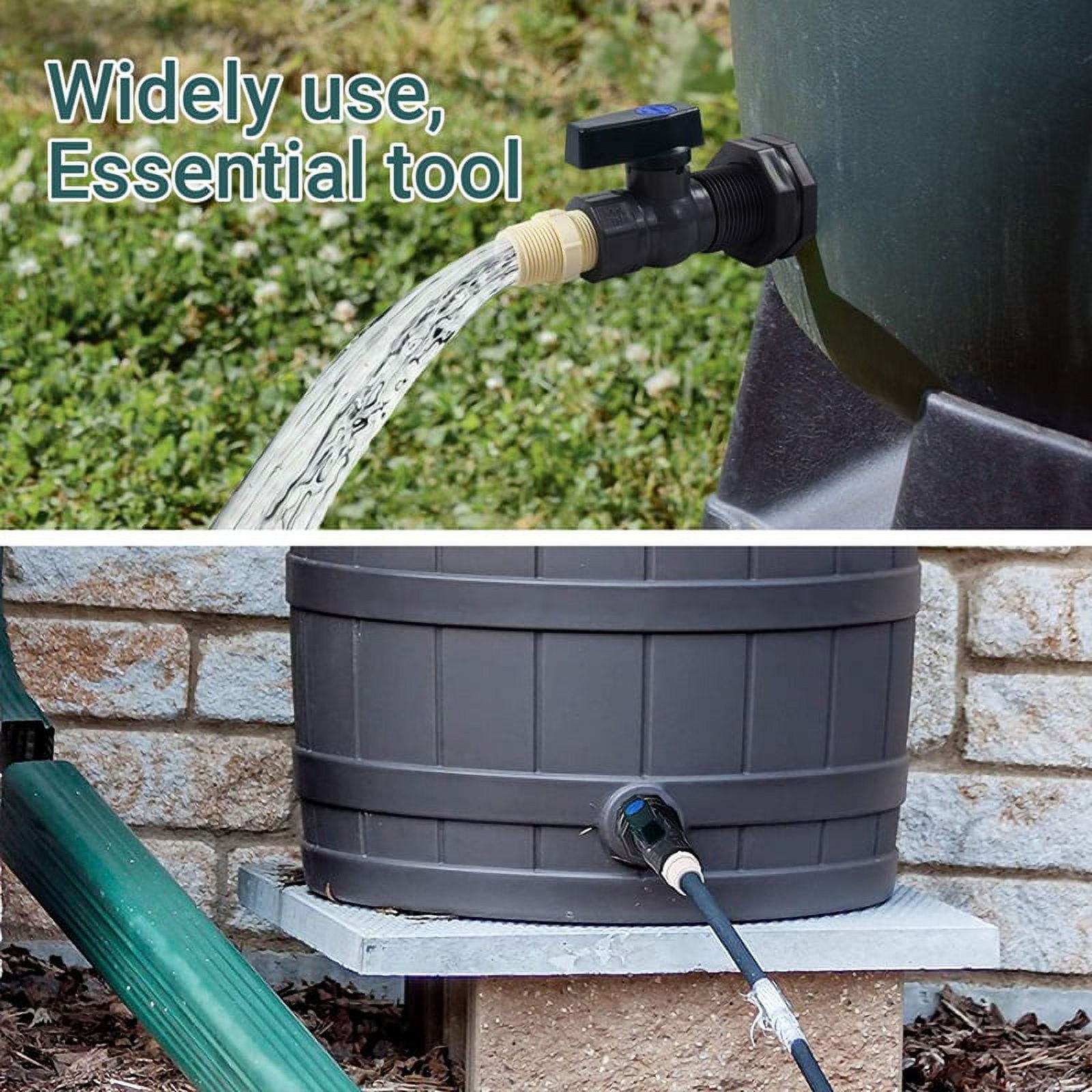 PVC Rain Barrel Diverter Kit, 3/4 Inch Valve Spigot Kit with Bulkhead ...