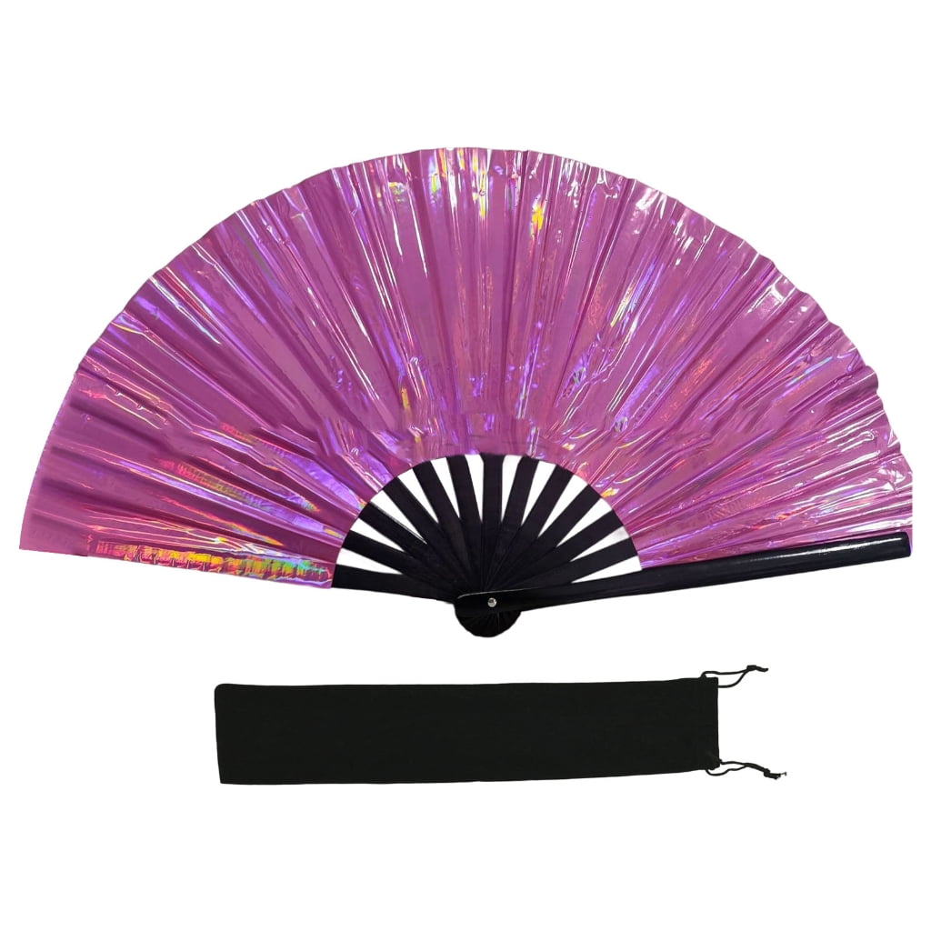 PVC Reflective Colorful Large Folding Hand Fan Foldable Clap Fan for ...