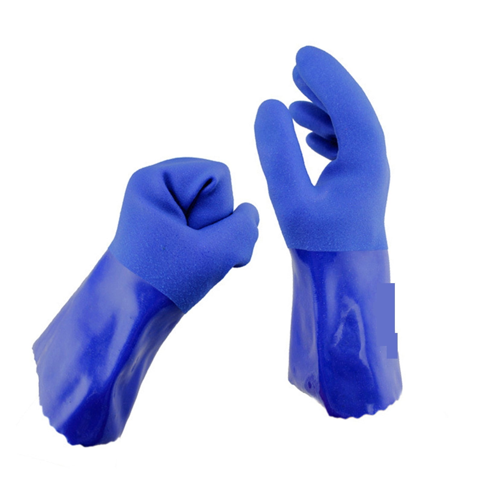 PVC Rubber Oil Resistant Gloves Acid and Alkali Resistant 1 Pair Blue ...