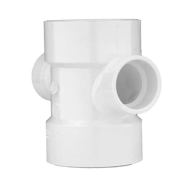 PVC Sanitary Tee, Hub, 3 in x 3 in x 1 1/2 in x 1 1/2 in Pipe Size ...