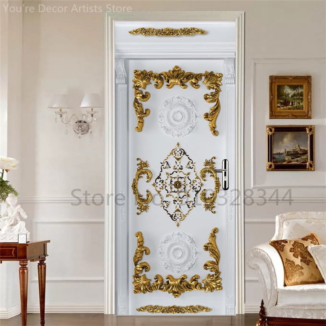 PVC Self-Adhesive Waterproof Door Sticker 3D Stereo European Style ...