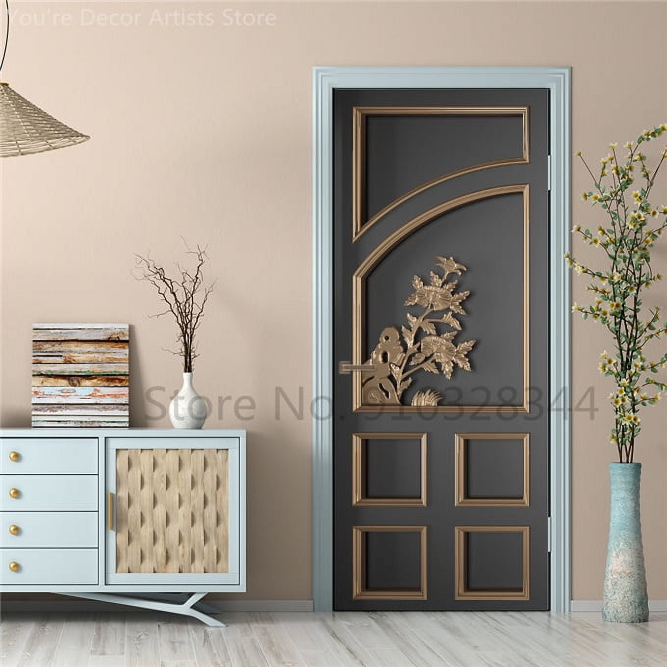 PVC Self-Adhesive Waterproof Door Sticker 3D Stereo European Style ...
