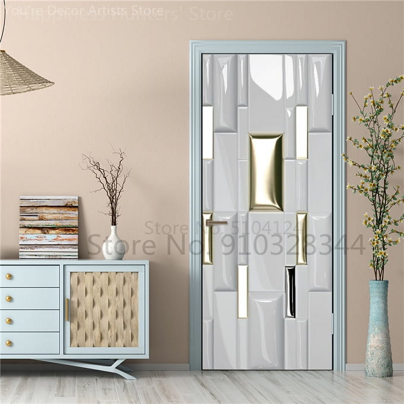 PVC Self-Adhesive Waterproof Door Sticker 3D Stereo European Style ...