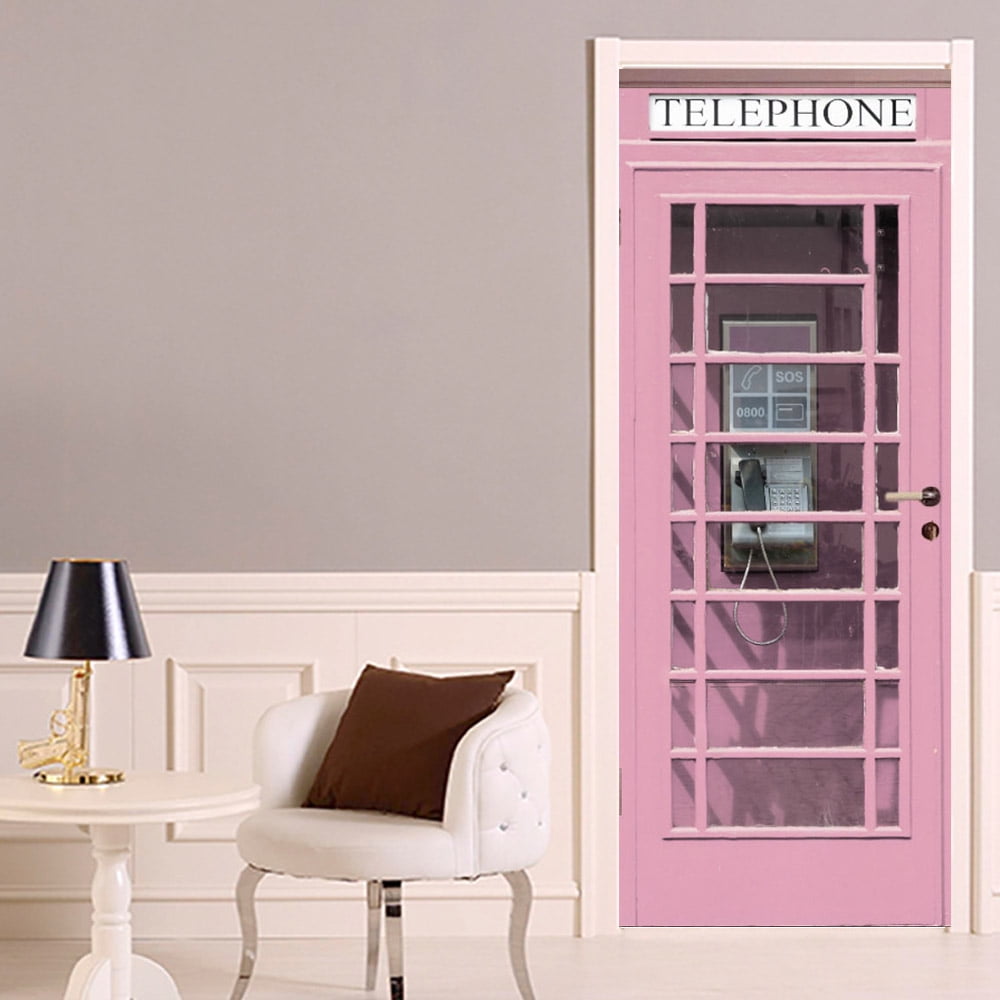PVC Self-adhesive Home Decor Kawaii Pink Colour Theme Door Sticker ...