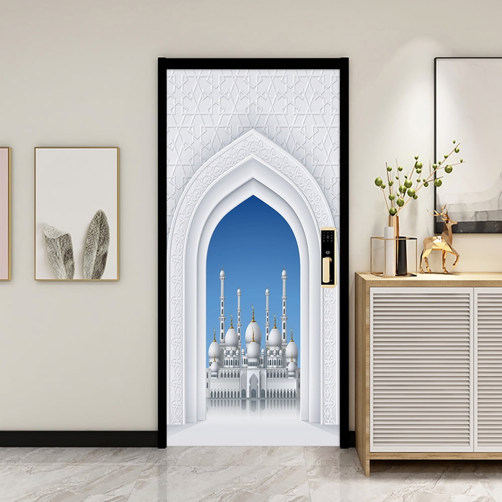 PVC Self-adhesive Removable Muslim Arabic Door Sticker Allahu Islamic ...