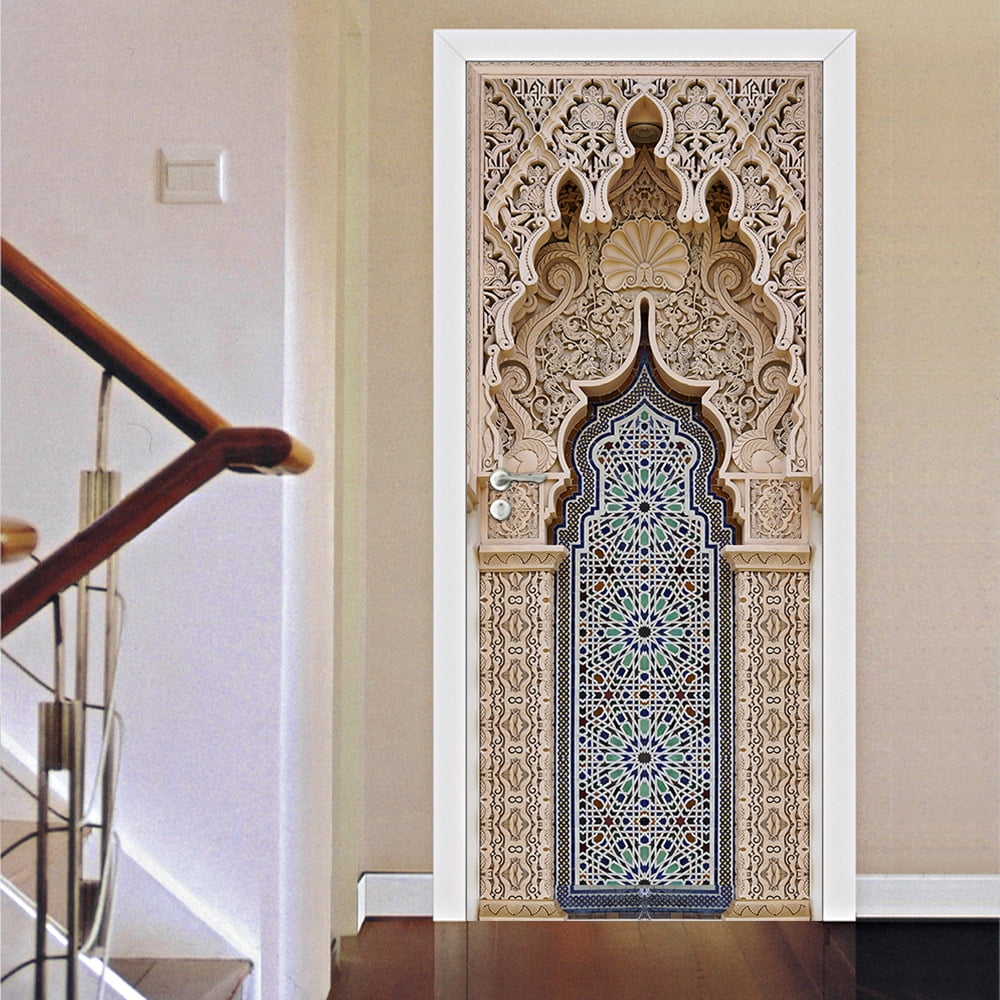 PVC Self-adhesive Removable Muslim Arabic Door Sticker Allahu Islamic ...