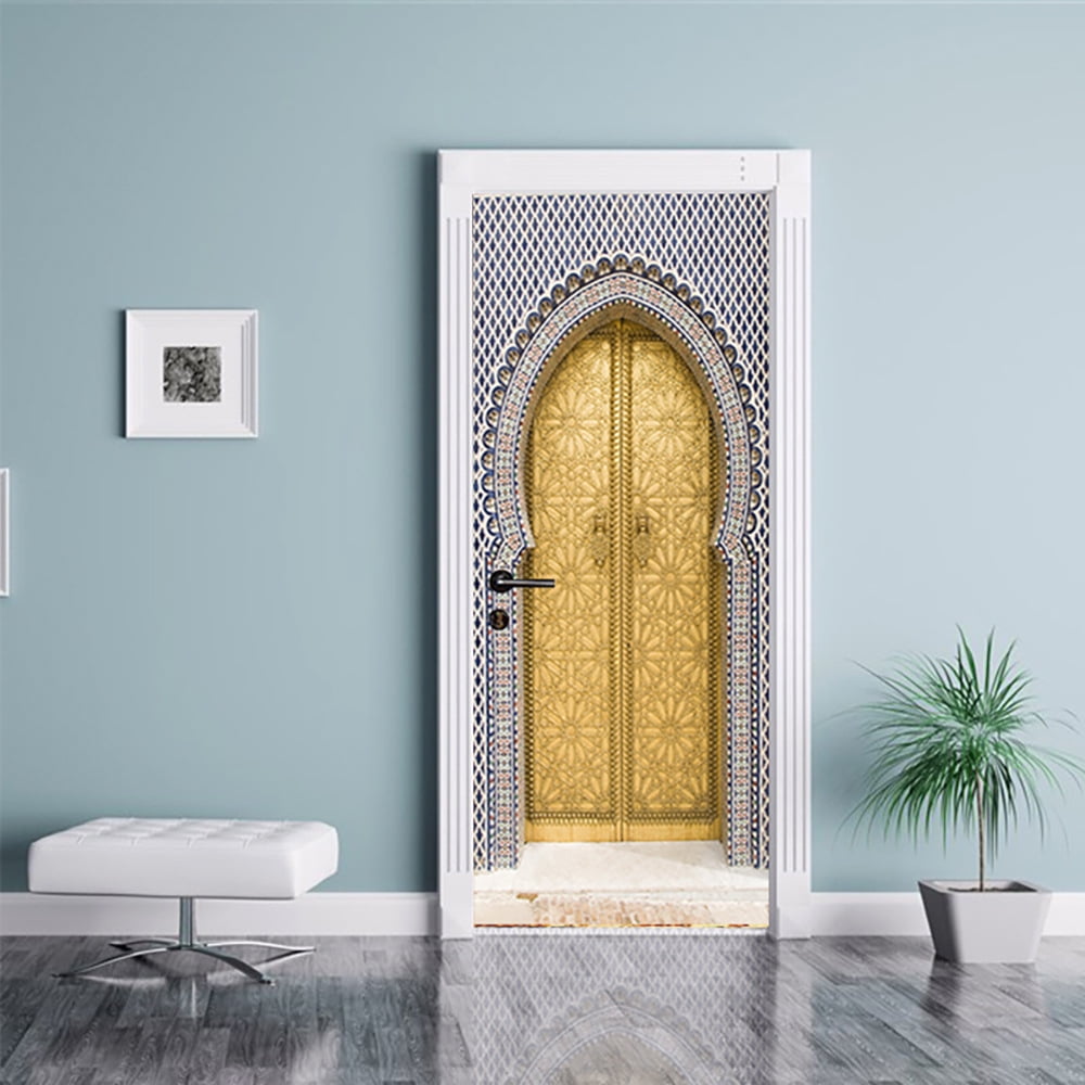 PVC Self-adhesive Removable Muslim Arabic Door Sticker Wallpaper Living ...