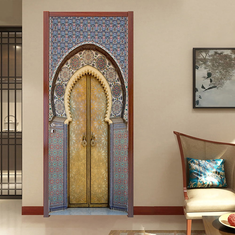 PVC Self-adhesive Removable Muslim Arabic Door Sticker Wallpaper Living ...