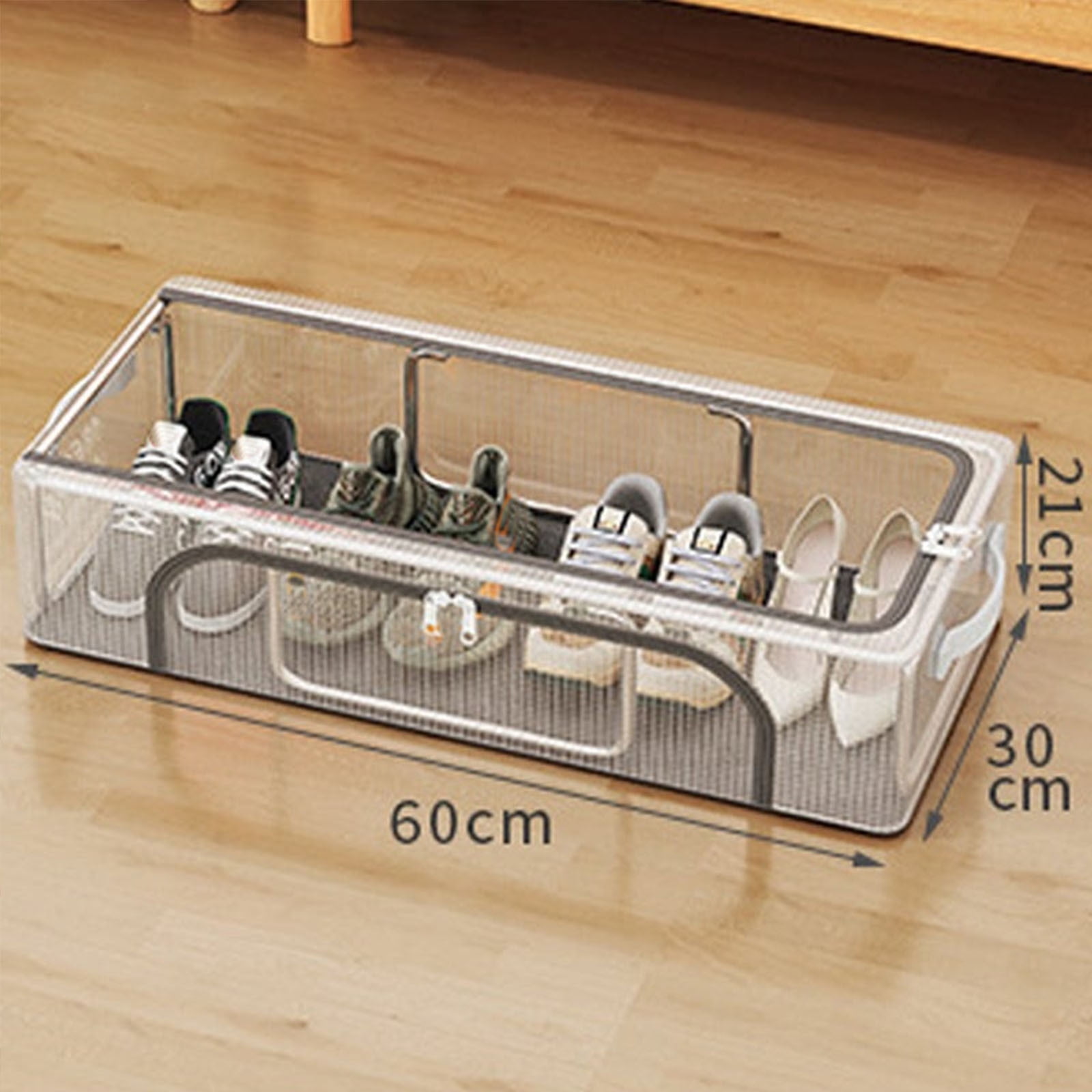 PVC Shoe Storage Box, Foldable Underbed Shoe Organizer, Transparent ...