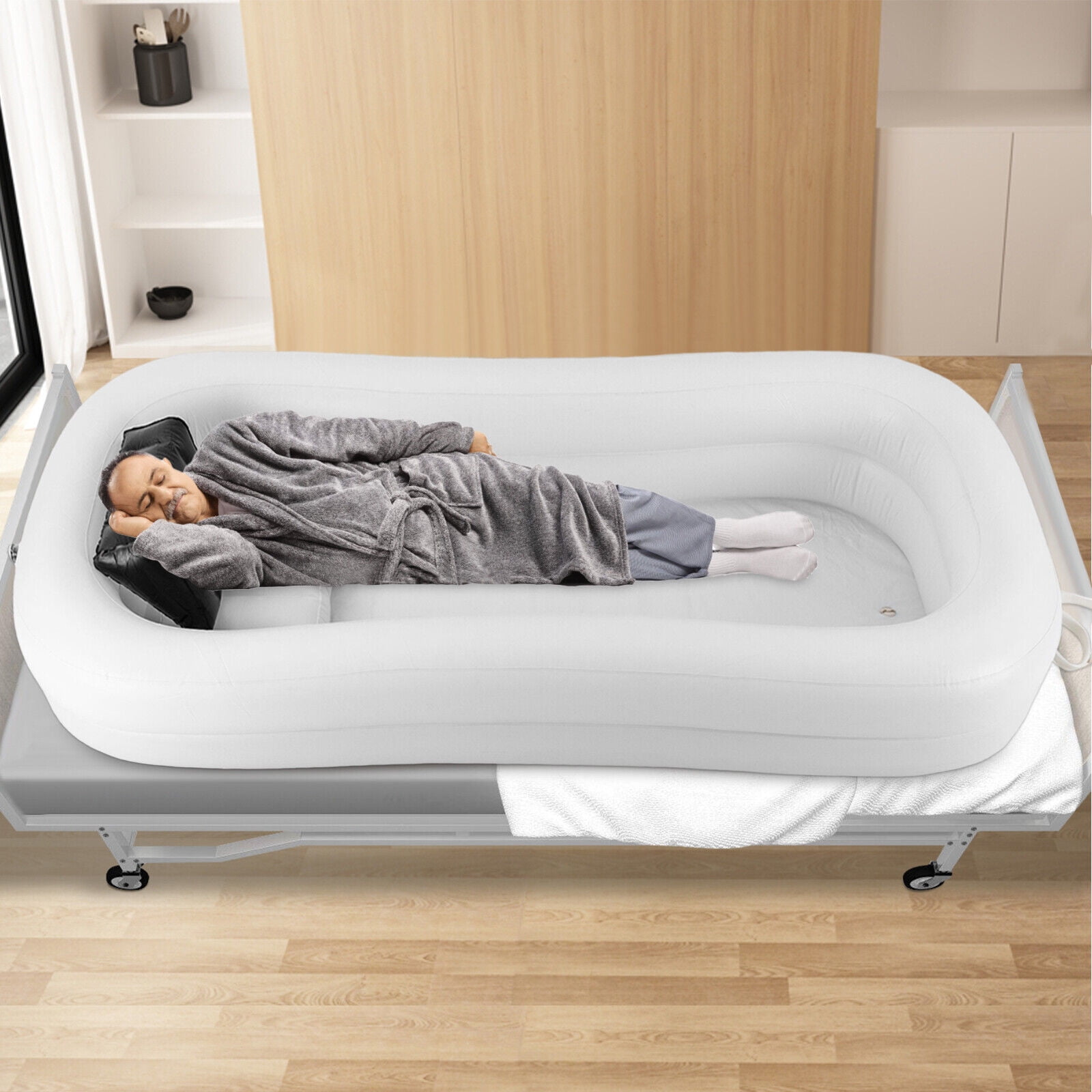 PVC Shower Bathtub, White Portable Inflatable Bathtub for Adults ...