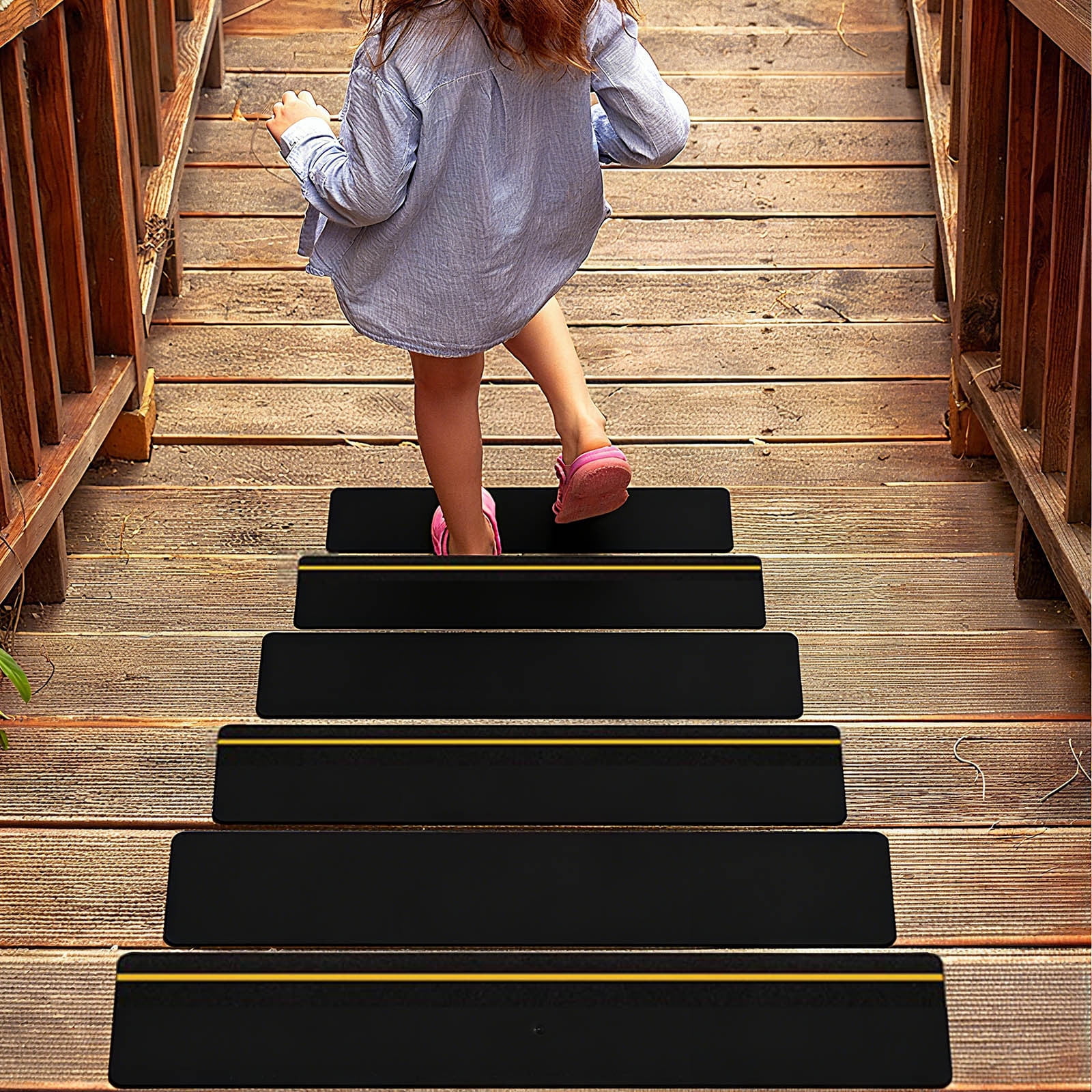 PVC No Slide Reflective Stair Tread Strips | 5-Pack Frosted Black ...