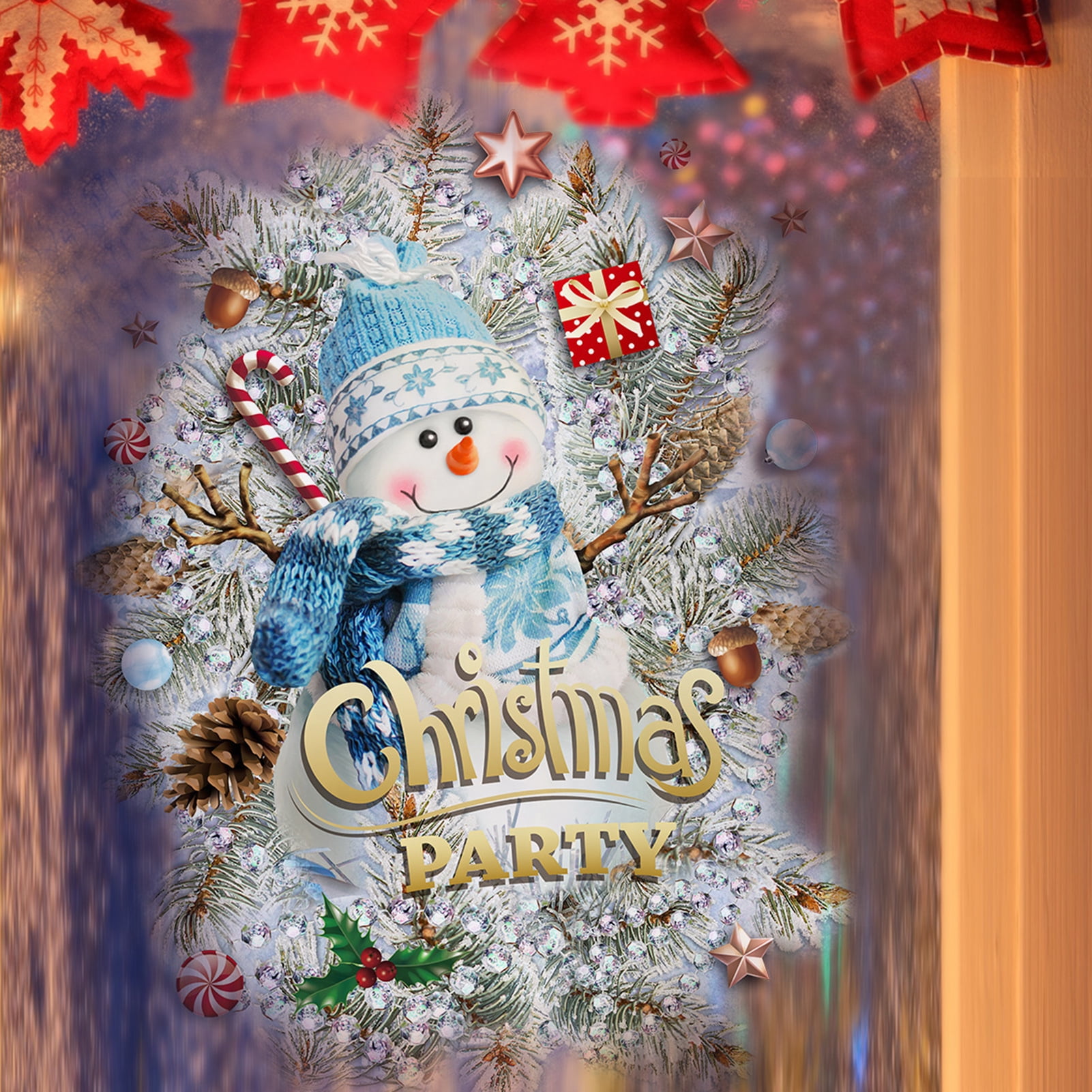 PVC Snowman Pattern Wall Sticker - Stain Resistant Xmas Window Decal to ...