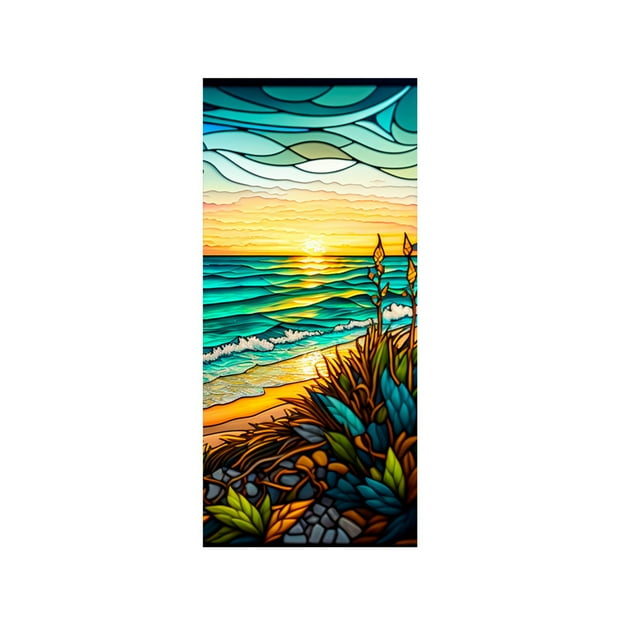 PVC Stained Glass Window Film, Non-Adhesive Removable Colorful Static ...