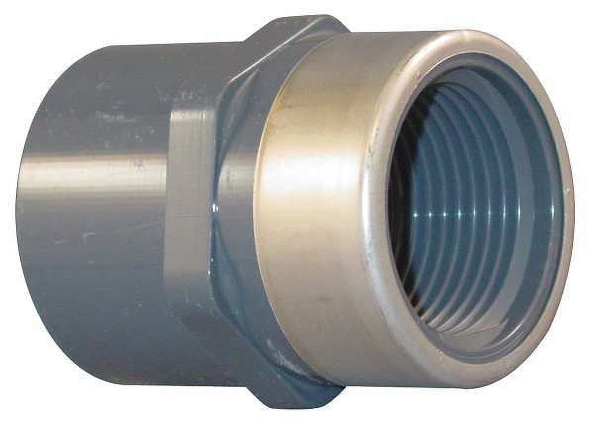 PVC, Stainless Steel Female Adapter, Socket x FNPT, 1-1/2 in Pipe Size ...