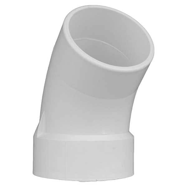 PVC Street Elbow, 45 Degrees, Hub x Spigot, 4 in Pipe Size(1WKD6 ...