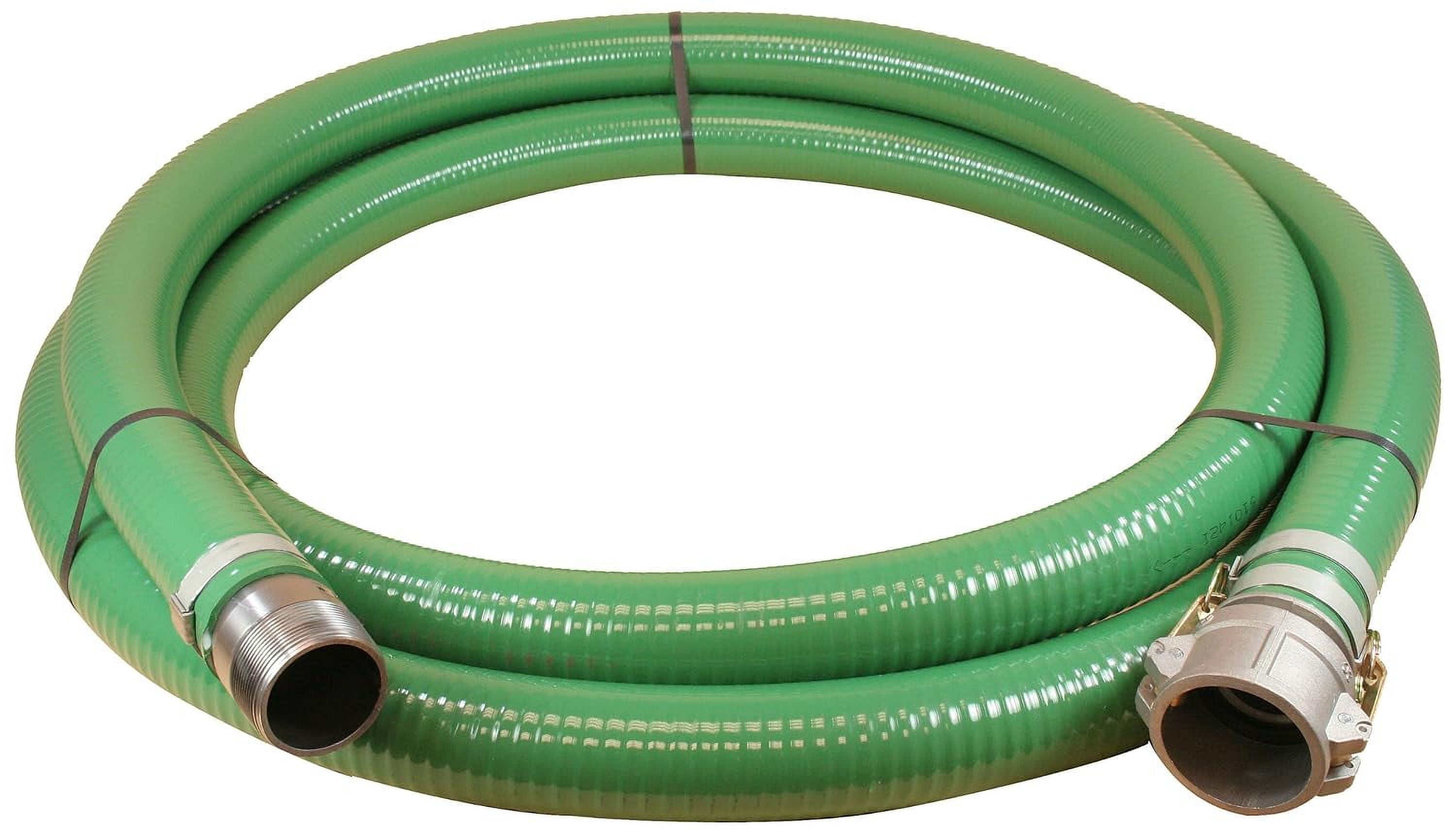 PVC Suction Hose Assembly, Green, 2" Male X Female Cam and , 65 psi Max ...