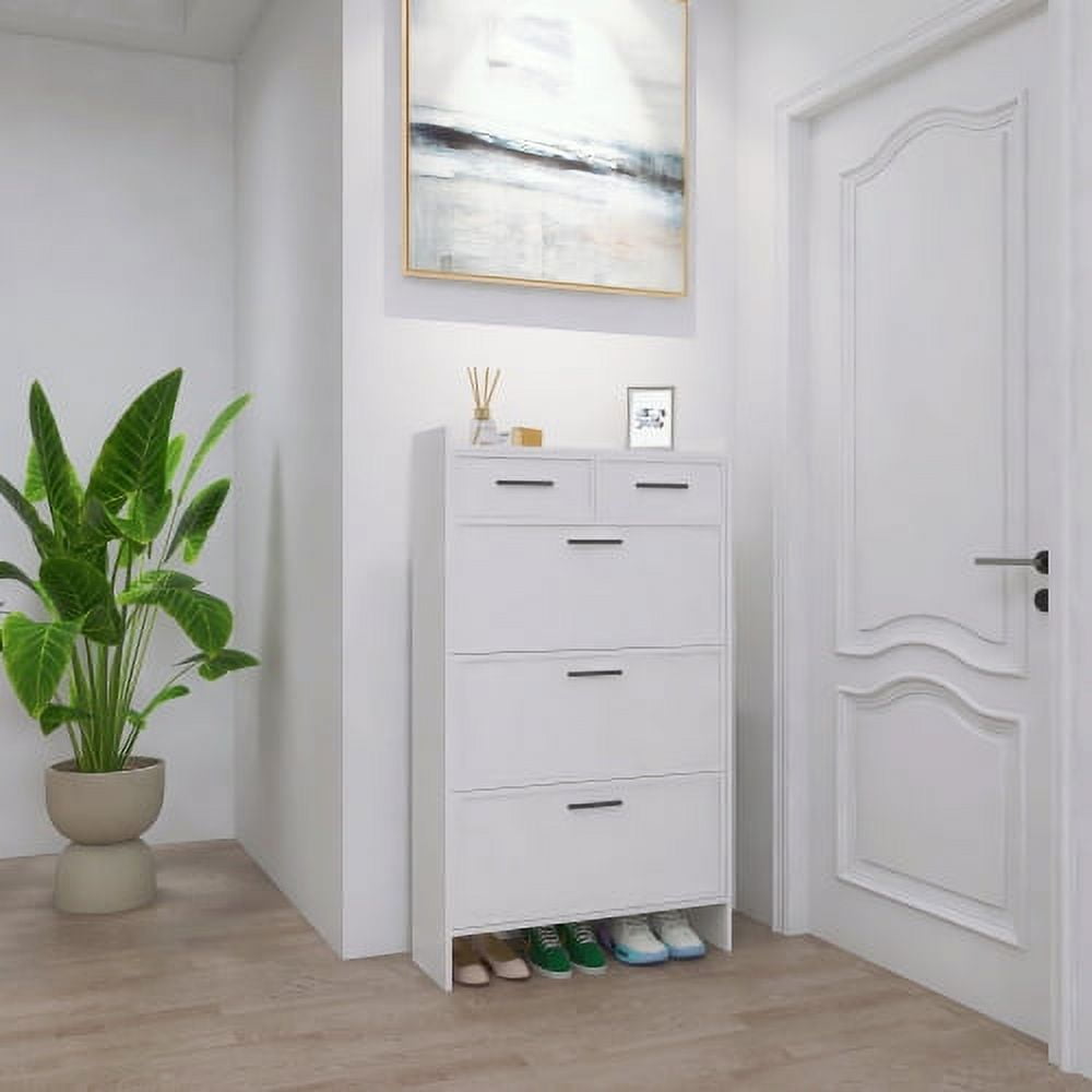 PVC Surface Shaker Shape Door Shoe Rack 3 Doors Shoe Cabinet With 2 ...