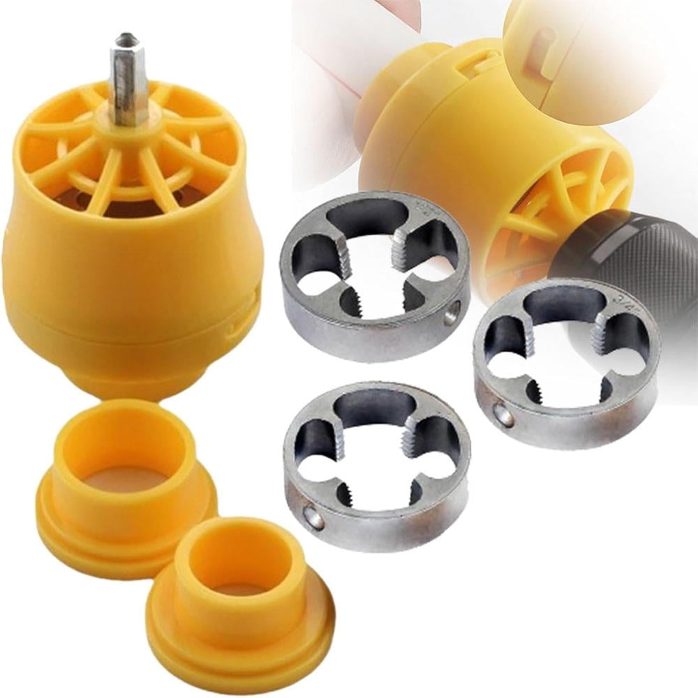 PVC Thread Maker Tool for Electric Drill, Pipe Threading Tool, Plastic Pipe Tap Die Set, with 3 ...