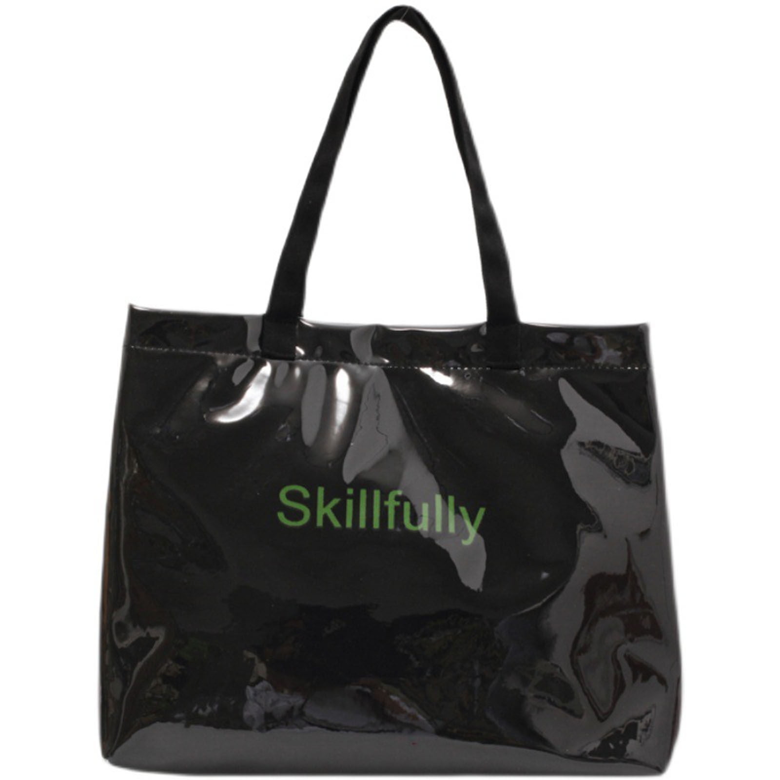 PVC Tote Bag Women's Letters Print Large Shoulder Carry All Bag Clear ...
