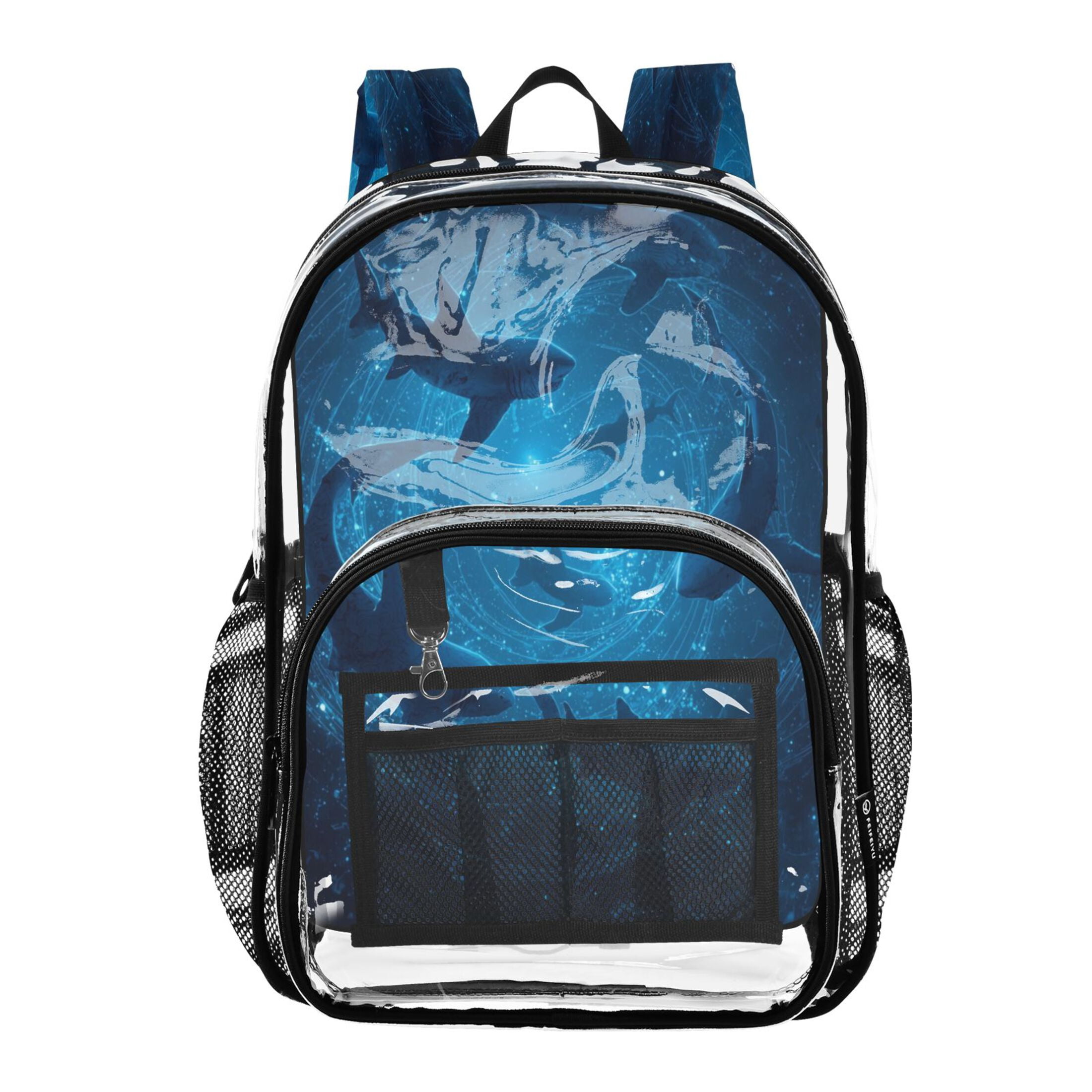 PVC Transparent Backpacks Clear Backpack for Travel and Outings Sharks ...