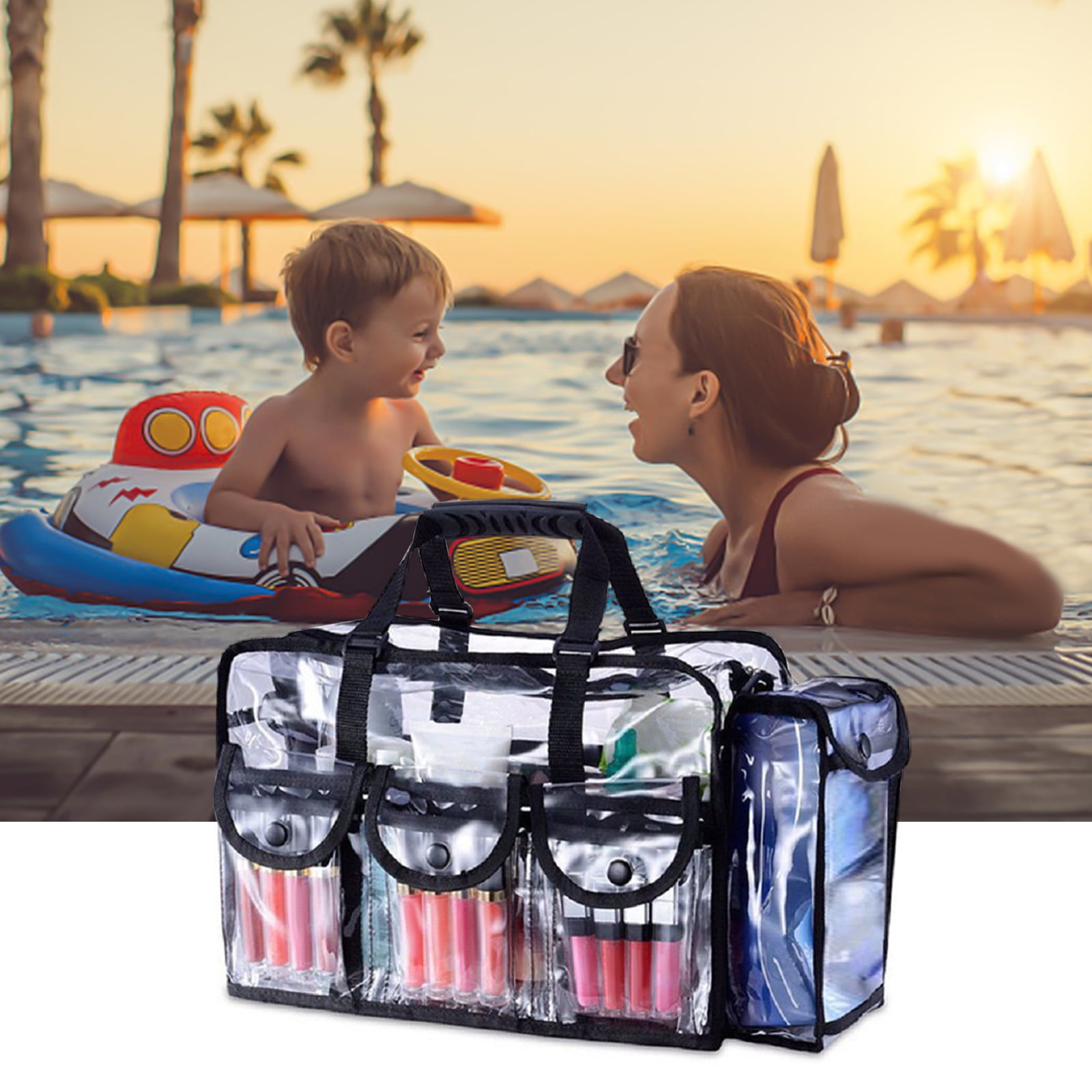 PVC Transparent Travel Bag With Shoulder Paper Towel Bag Storage Bag ...