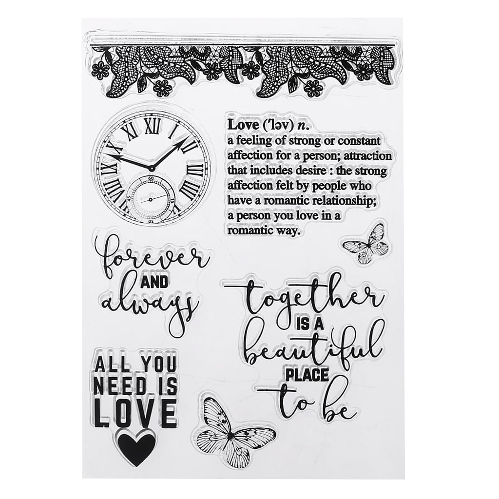 PVC Transparent Vintage Clock Stamp Seal Fancy Font Cute Patterns DIY ...