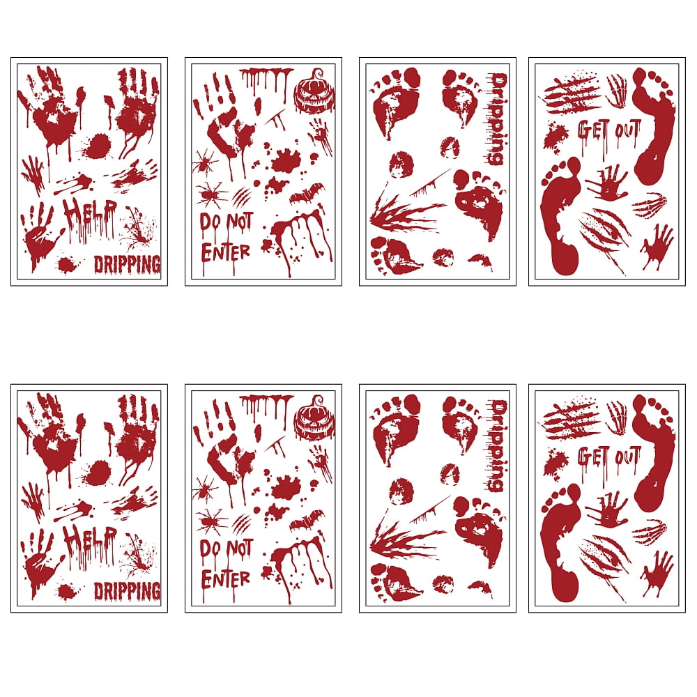 PVC Wall Stickers for Wall Decoration Bloody Handprint Footprint ...