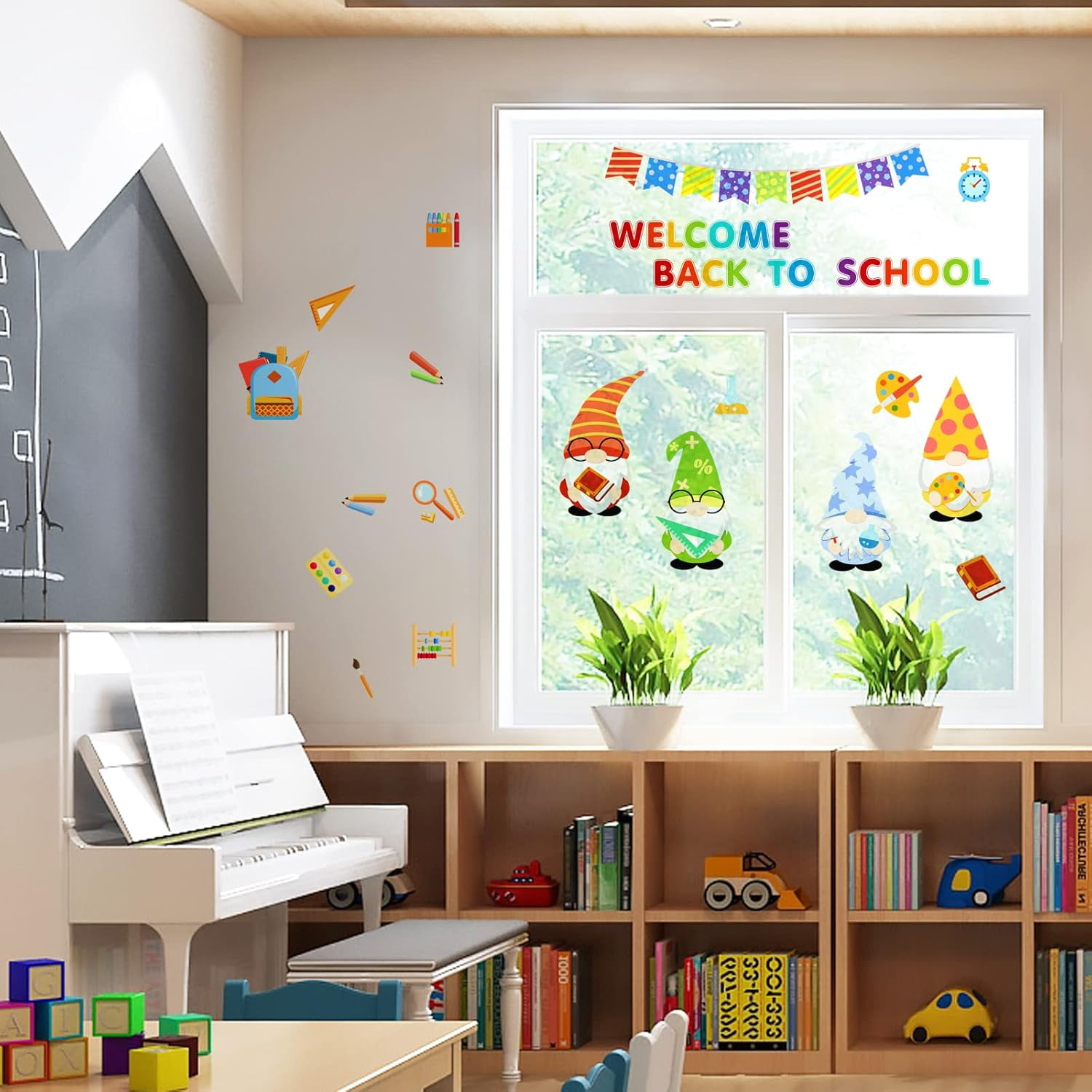PVC Wall Stickers for School Wall Decoration Gnome/Dwarf Pattern & Word ...