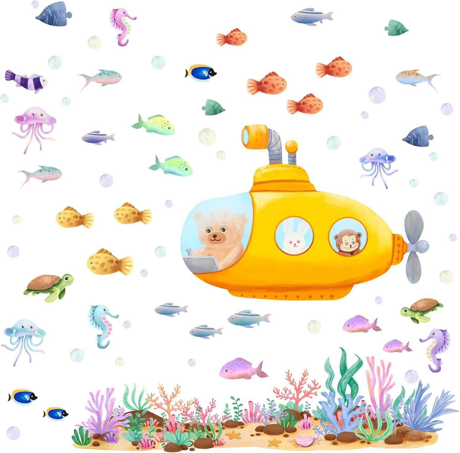 PVC Wall Stickers for Wall Decoration Ocean Themed Pattern 350x980mm ...