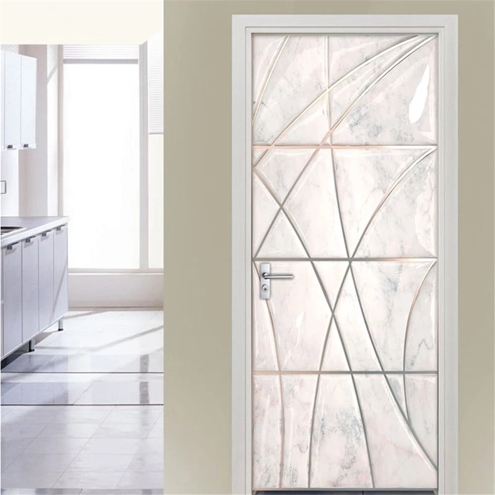 PVC Waterproof Door Sticker 3D Adhesive Wallpaper For Bedroom Living ...