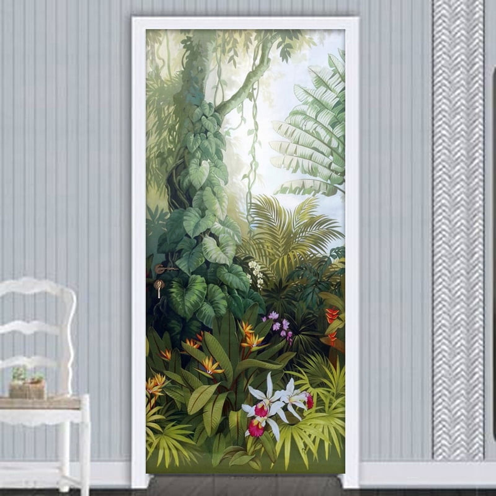 PVC Waterproof Self-adhesive 3D Door Sticker Wall Decals Plants Green ...